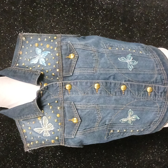 Jackets & Coats | Denim Vest With Butterflies | Poshmark